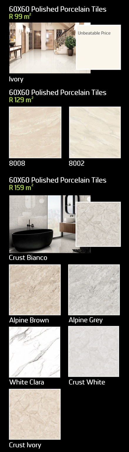 60×60 POLISHED PORCELAIN TILES - TILE FACTORY